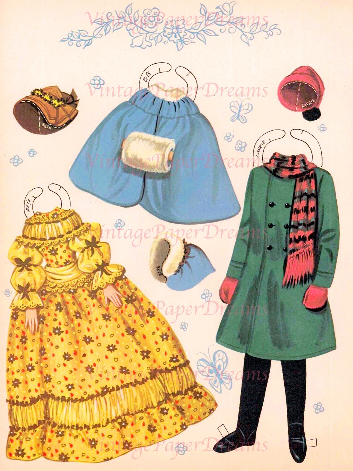 Vintage Paper Doll Printable PDF • little Women Paper Dolls • 60s 1960s ...