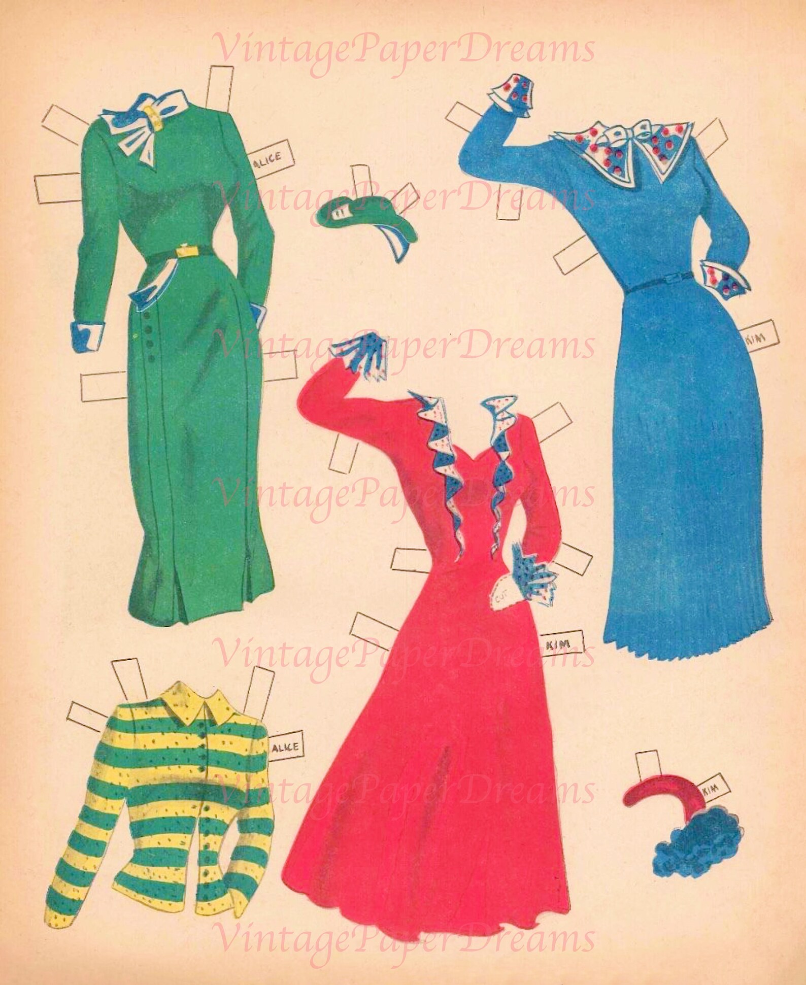 Vintage Paper Doll Printable PDF Sister Nurse Paper Dolls 40s 1940s ...