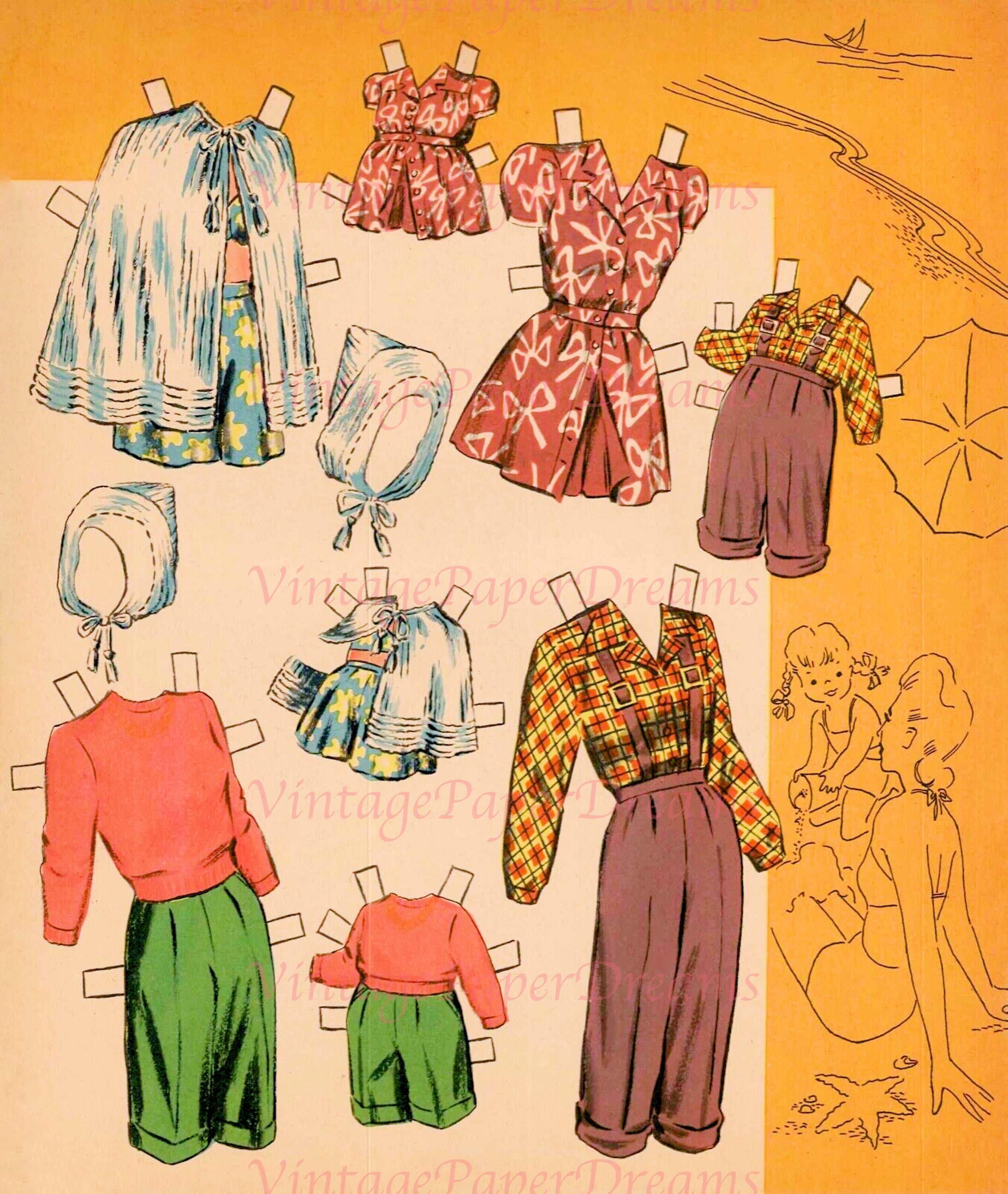 Vintage Paper Doll Printable PDF Mother Daughter Paper Dolls 40s 1940s ...