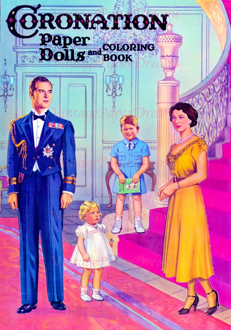 Vintage Paper Doll Printable PDF JPEG queen Elizabeth II - Etsy