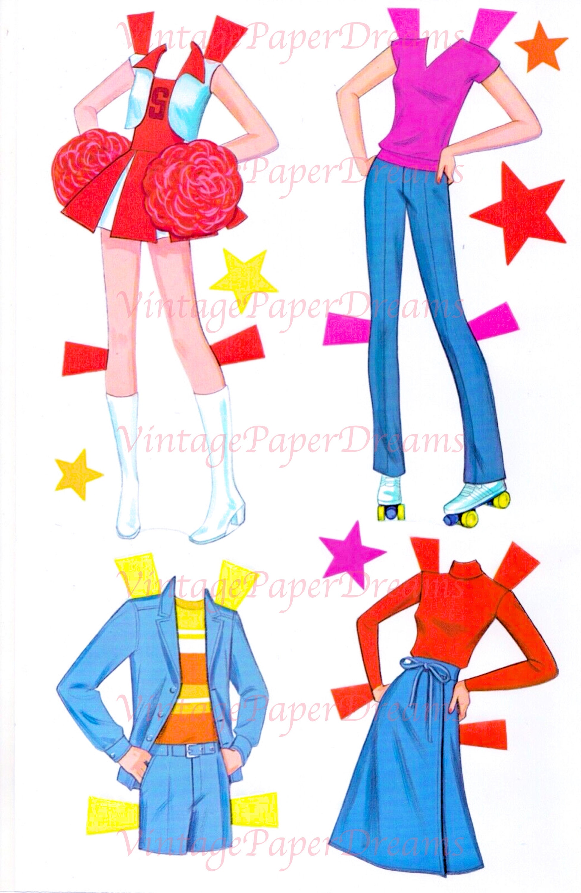Vintage Paper Doll Printable PDF Starr Shaun Paper Doll 80s 1980s Paper ...