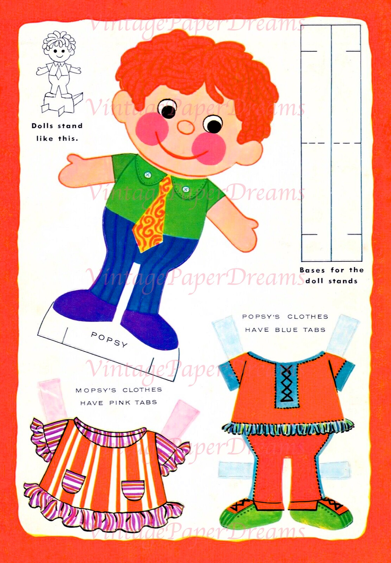 Vintage Paper Doll Printable PDF mopsy Popsy Paper Doll 70s 1970s Paper ...