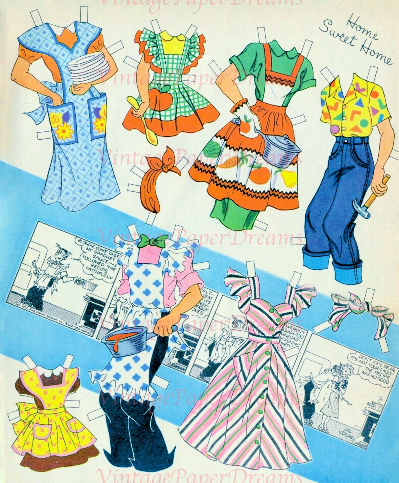 Vintage Comic Book Art Printable PDF • blondie Paper Dolls • 50s 1950s ...