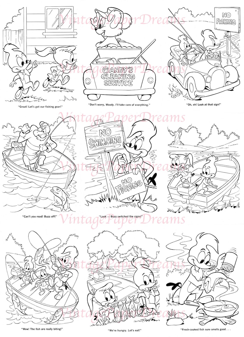 Vintage Adult Coloring Book Printable PDF woody the Woodpecker ...