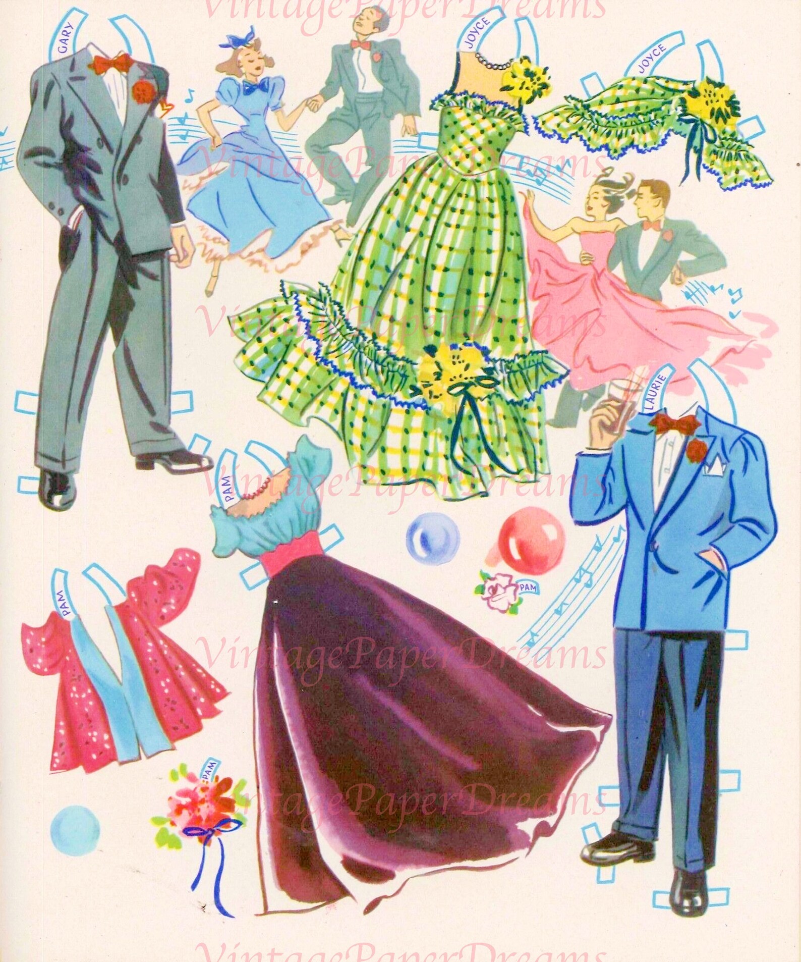 Vintage Paper Doll Printable PDF high School Paper Dolls 40s 1940s ...