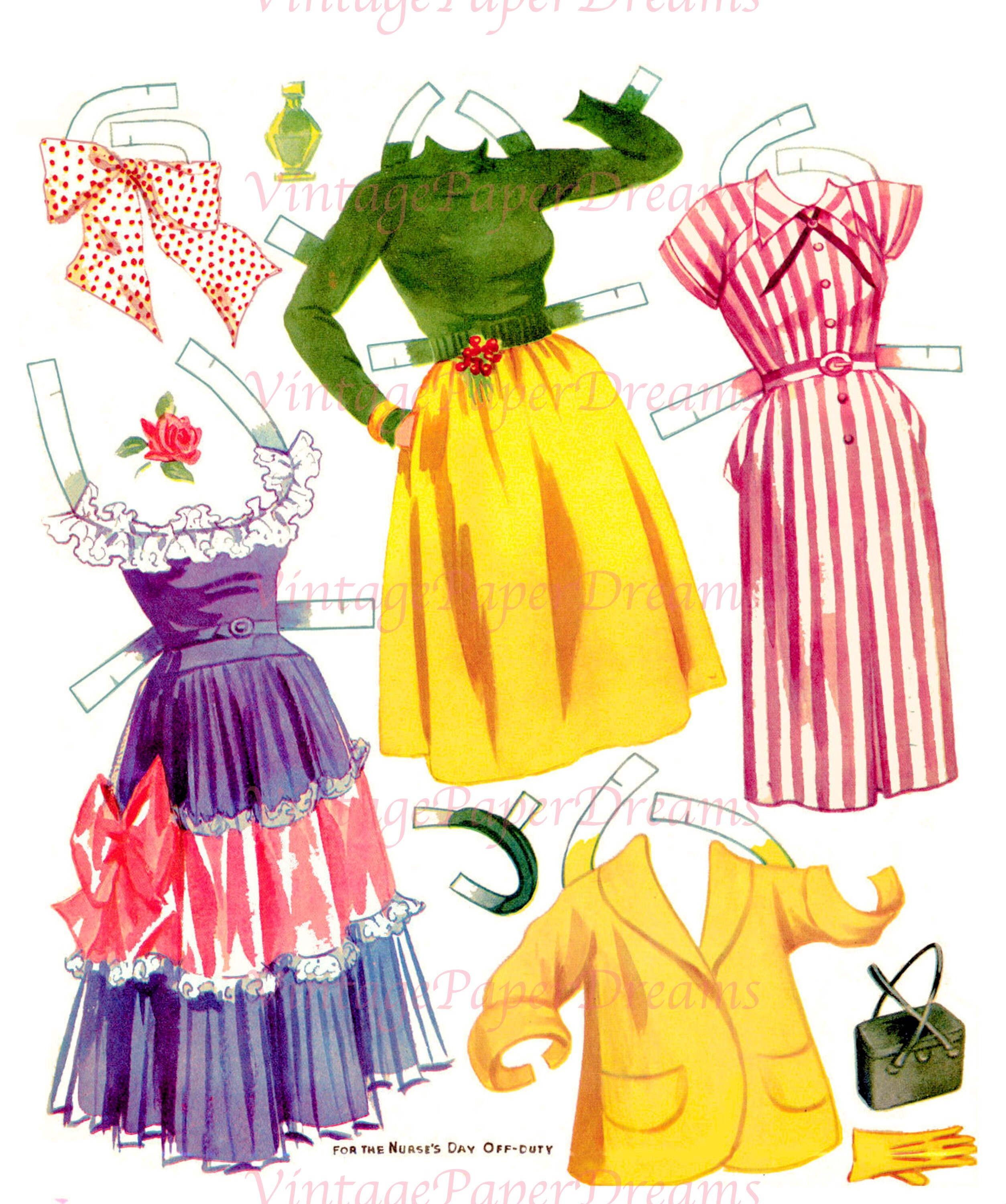 Vintage Paper Doll Printable PDF • Nurse + Doctor Paper Dolls • 40s ...