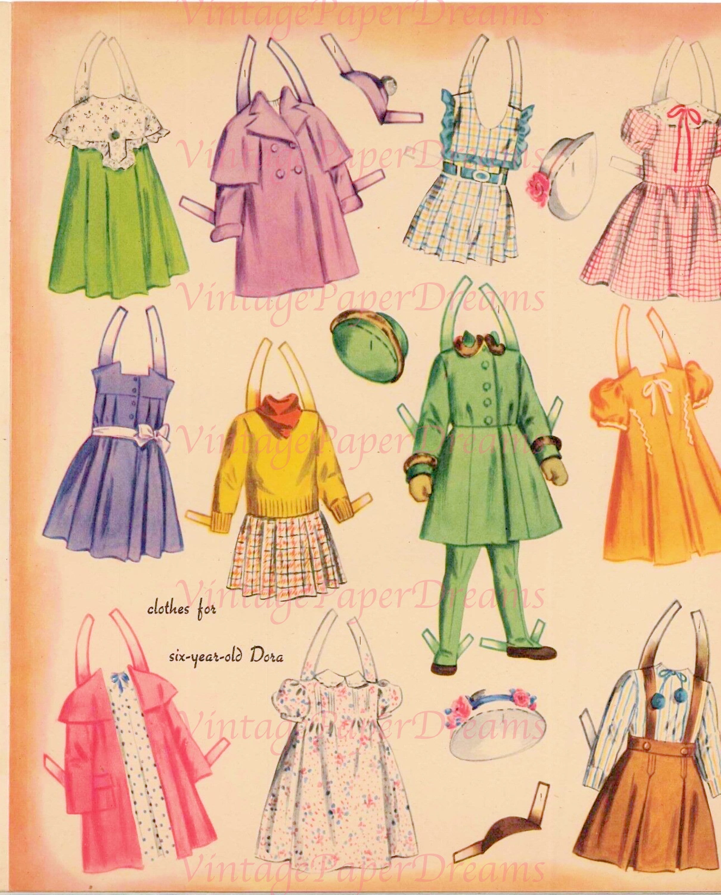 Vintage Paper Doll Printable PDF Dora Paper Dolls JPEG 50s 1950s Paper ...