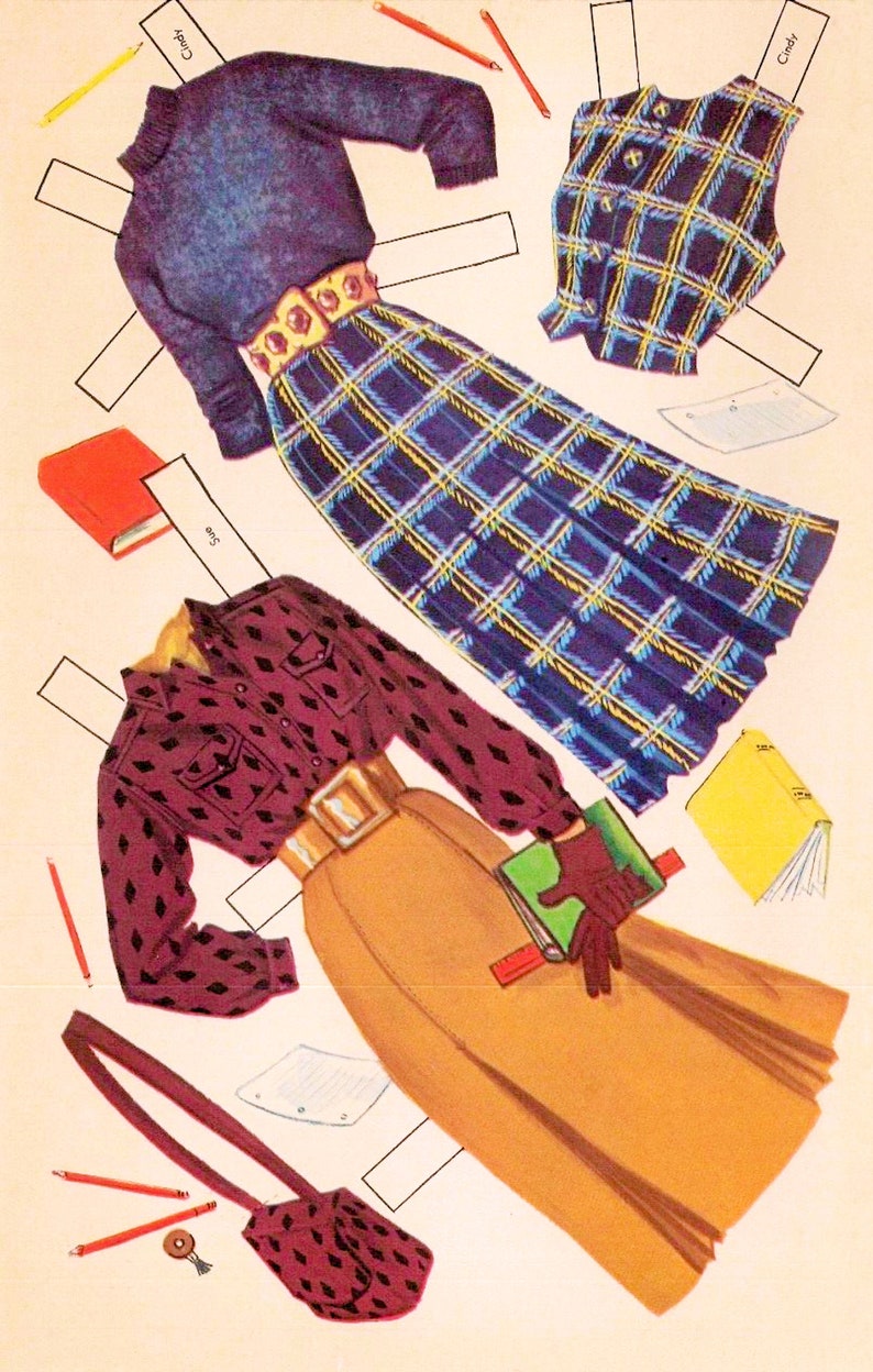 Vintage Paper Doll Printable PDF Teen Paper Doll 60s 1960s - Etsy