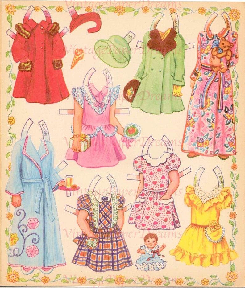Vintage Paper Doll Printable PDF picnic Paper Dolls 50s 1950s Paper ...