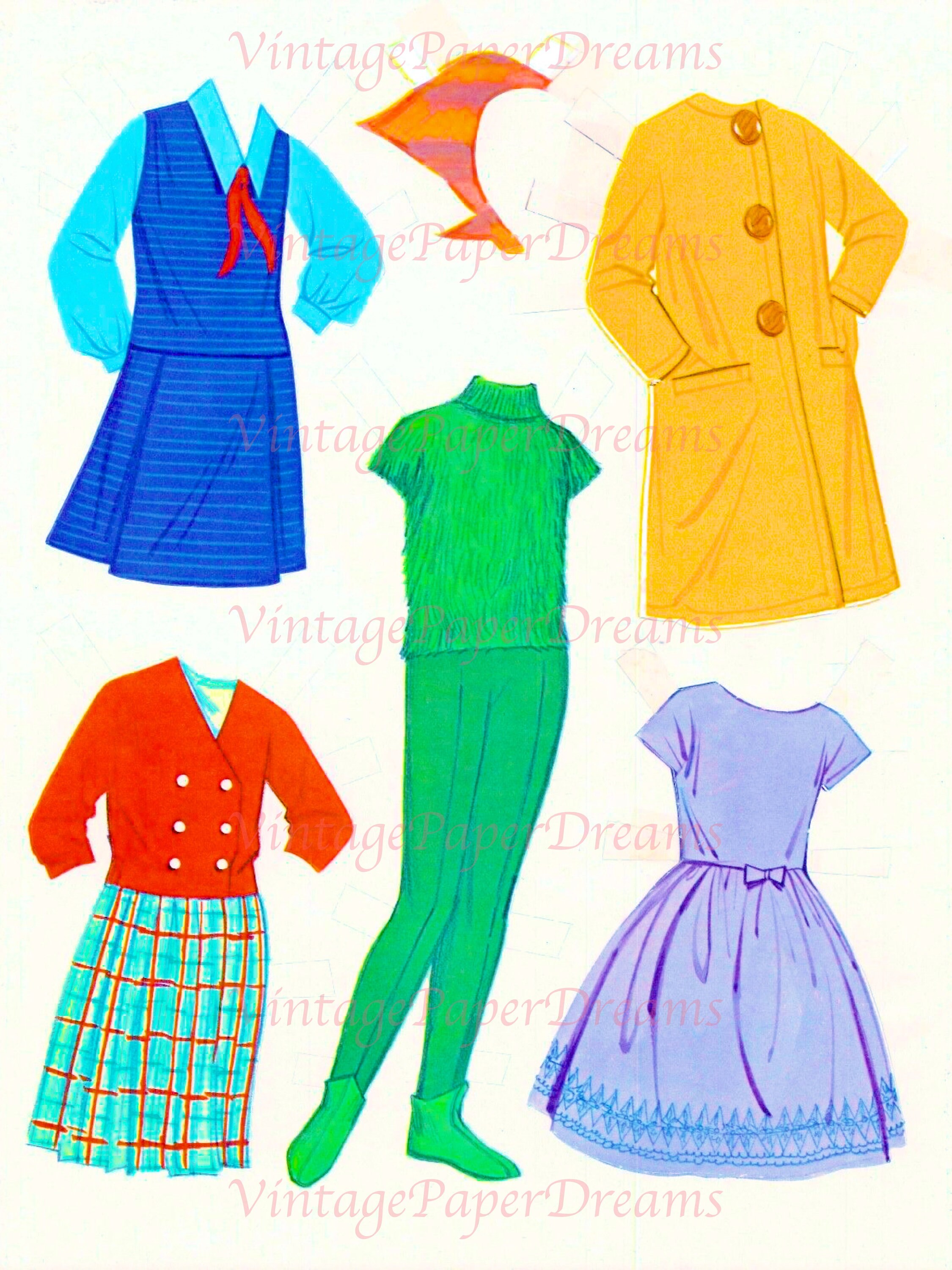 Vintage Paper Doll Printable PDF skipper Paper Doll 60s - Etsy