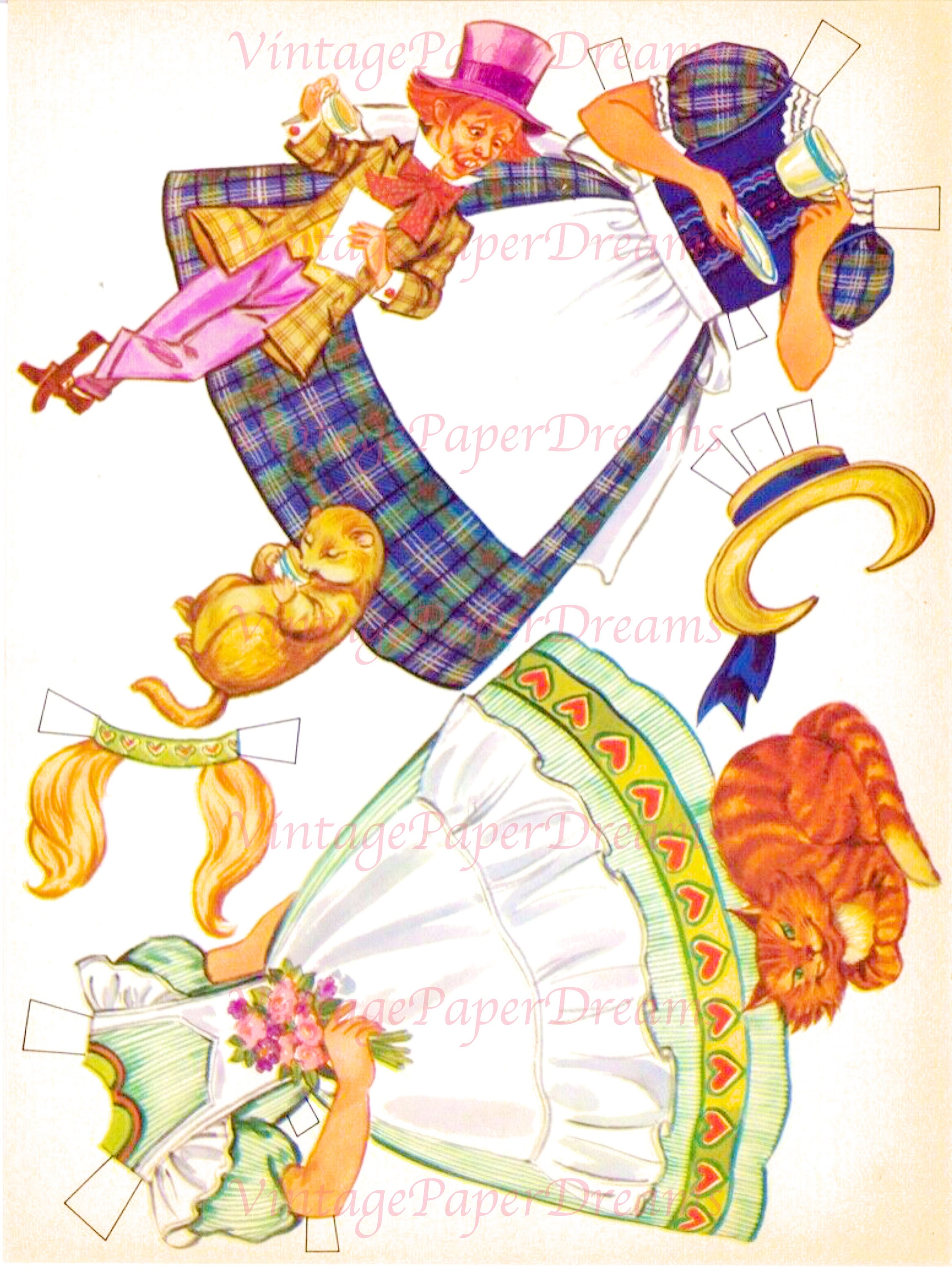 Vintage Paper Doll Printable PDF • alice in Wonderland Paper Doll • 70s ...