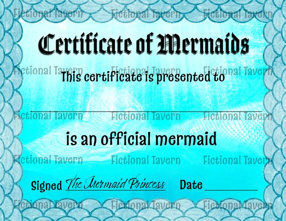 Mermaid Printable Certificate | Etsy