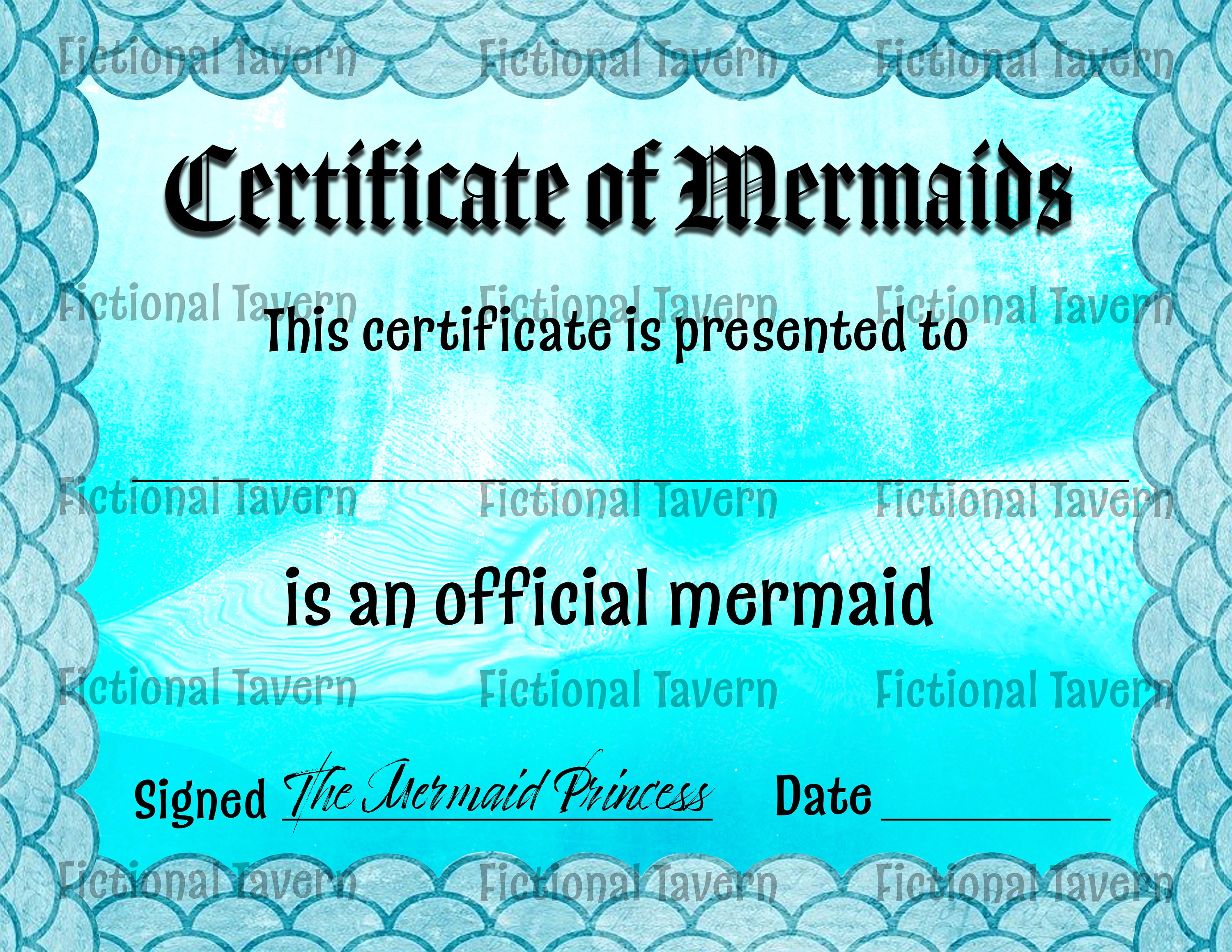 Mermaid Printable Certificate - Etsy
