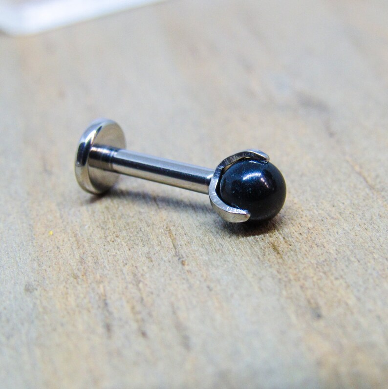 14g Titanium Flat Back Labret 4mm Onyx Semi Precious Stone | Etsy