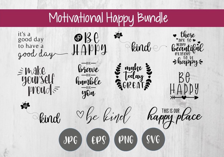 Happy Motivational Bundle svg/ Motivational Saying Bundle svg/ | Etsy