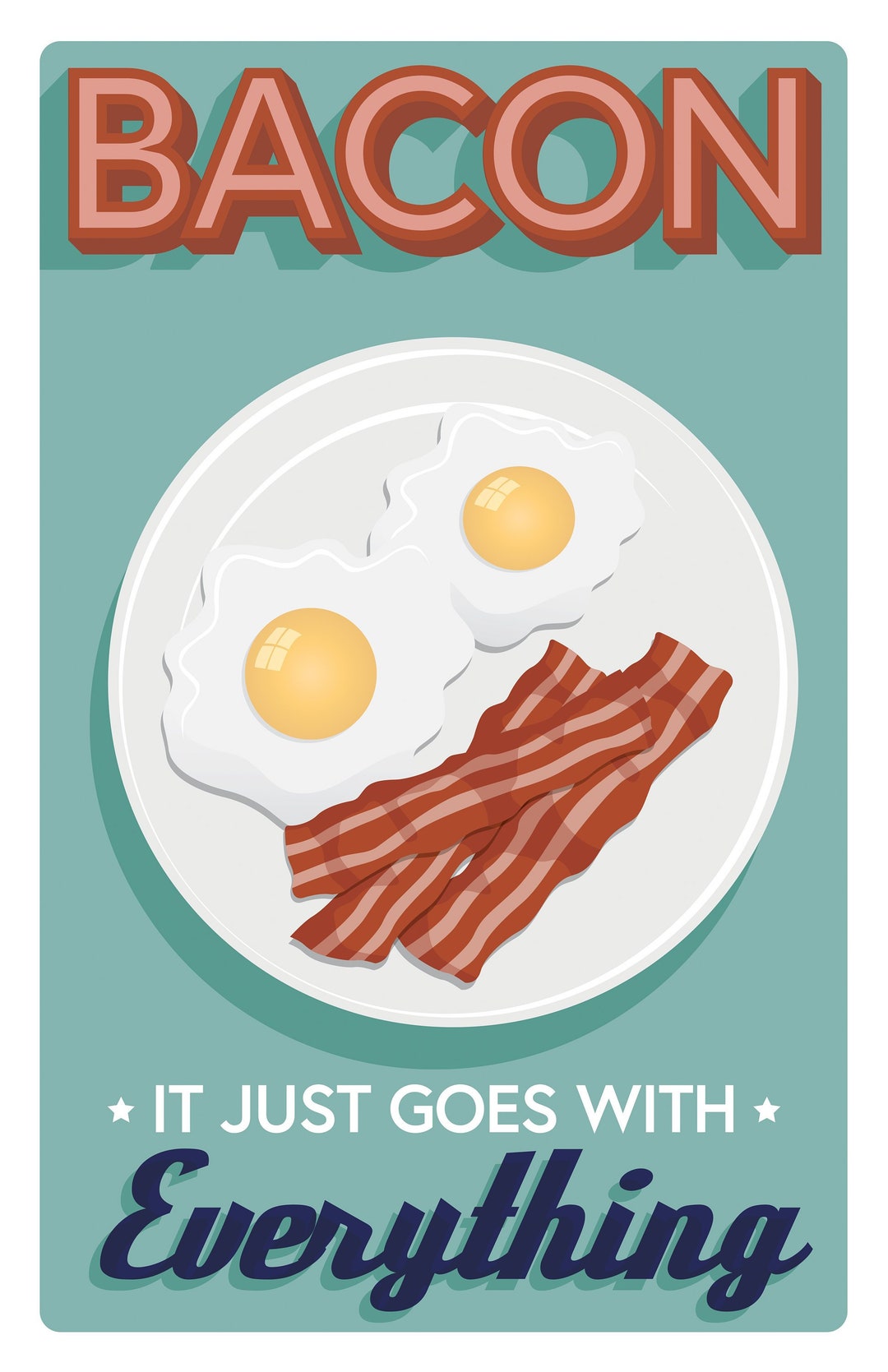 Retro Bacon Poster - Etsy