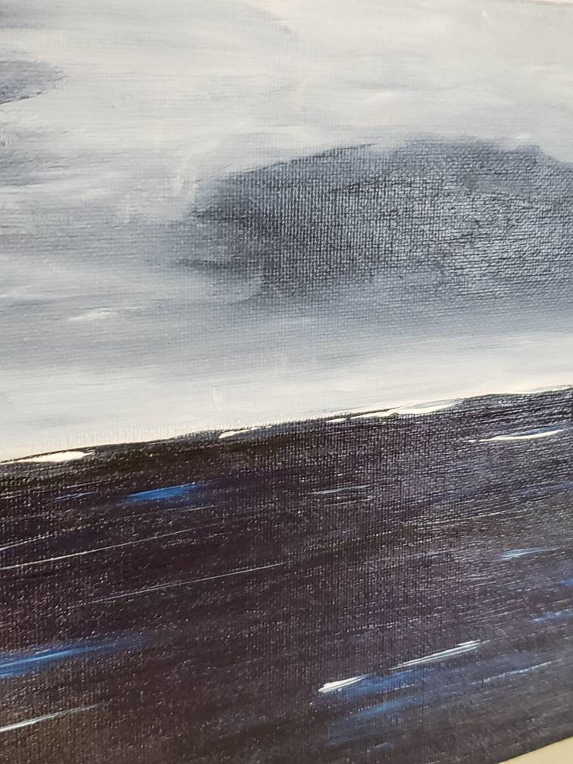 Dark Ocean Painting Original Frameable Sea Coastal Art Beach - Etsy