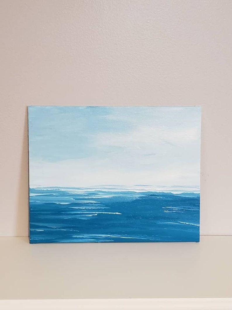 Small Ocean Painting Original Frameable Wall Art Sea Coastal Art Beach ...