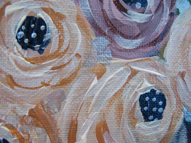 Abstract Floral Painting Original Vase of Flowers Roses Poppies Blooms ...