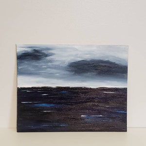 Dark Ocean Painting Original Frameable Sea Coastal Art Beach House ...