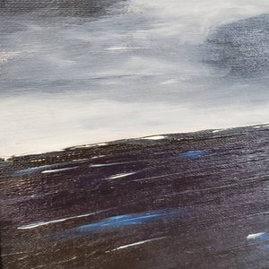 Dark Ocean Painting Original Frameable Sea Coastal Art Beach House ...