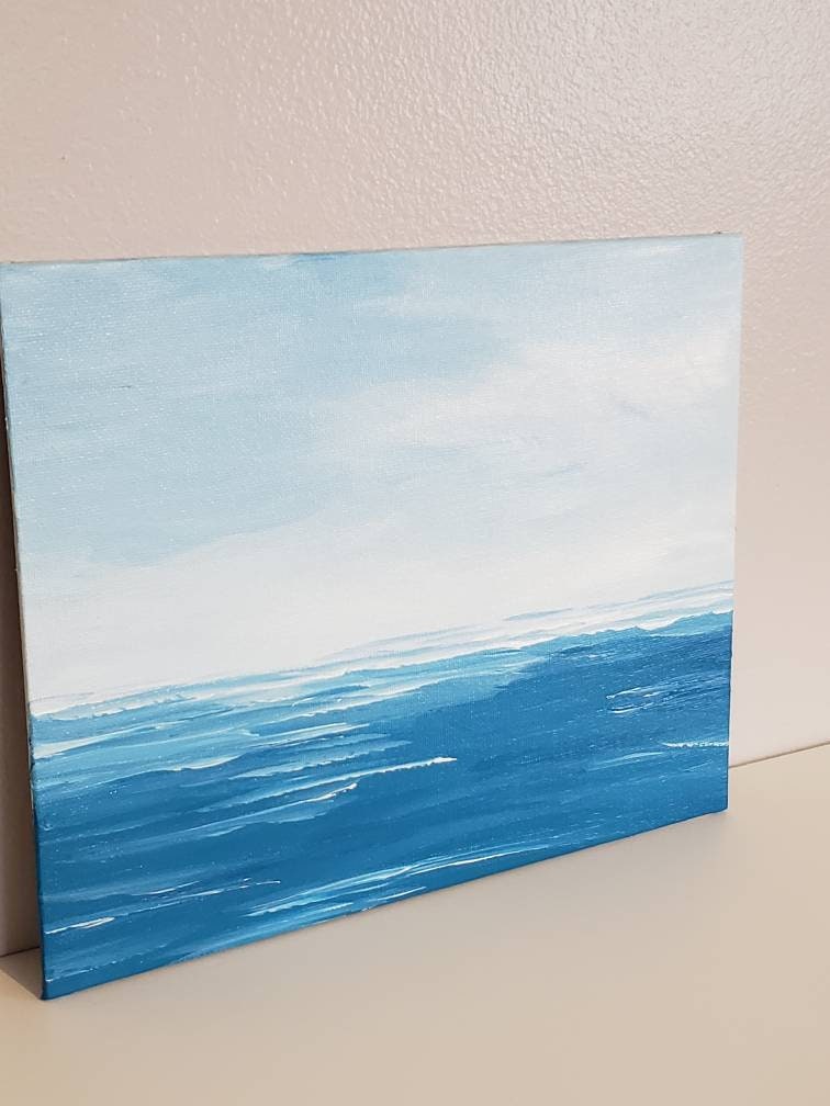 Small Ocean Painting Original Frameable Wall Art Sea Coastal Art Beach ...