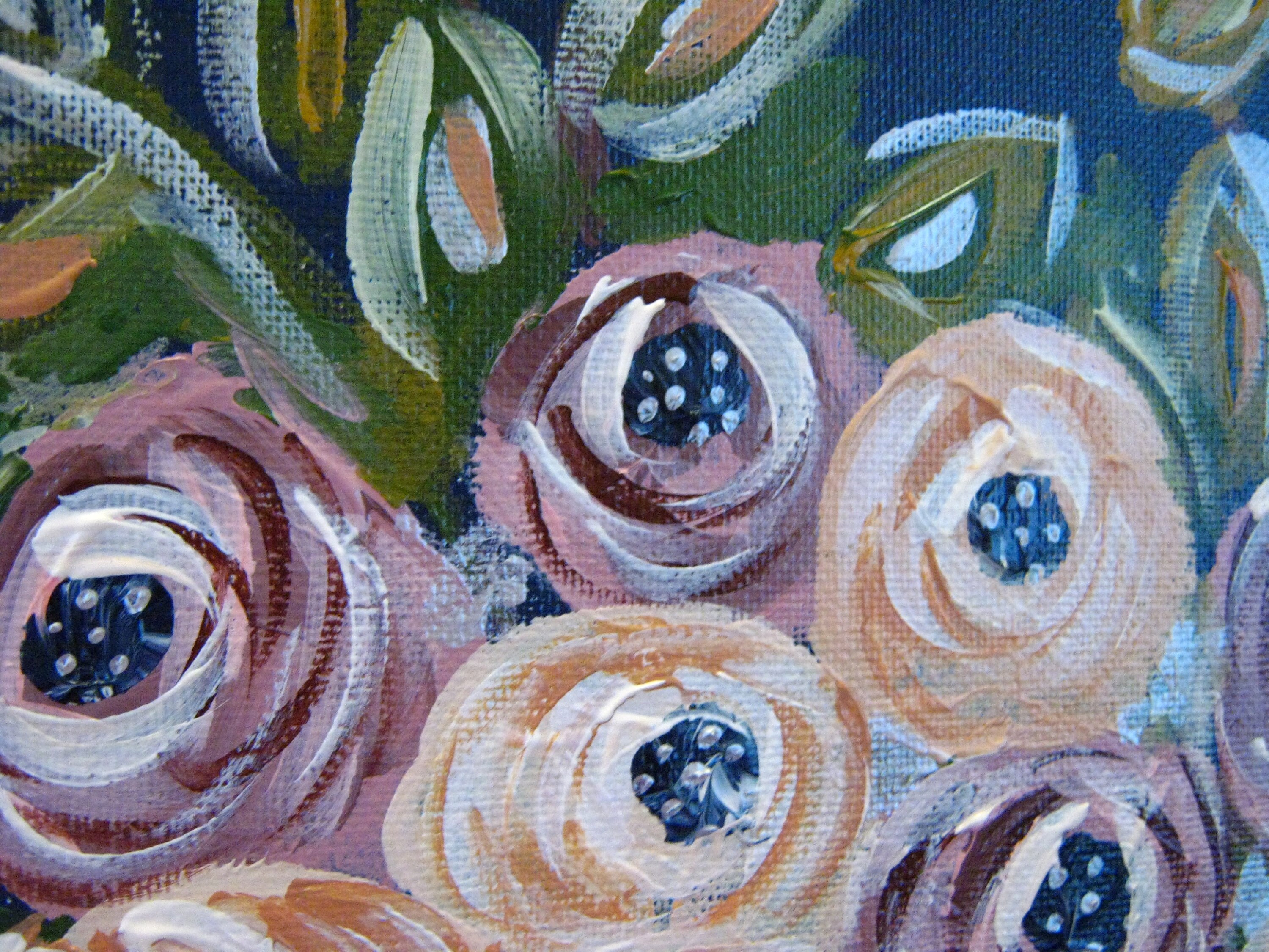 Abstract Floral Painting Original Vase of Flowers Roses Poppies Blooms ...
