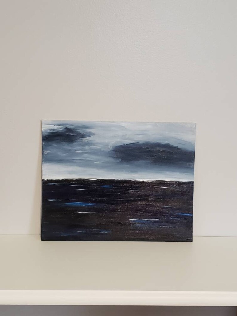 Dark Ocean Painting Original Frameable Sea Coastal Art Beach House ...