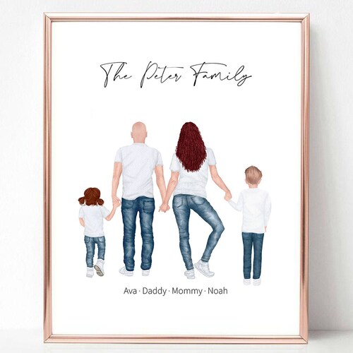 Custom Family Portrait Personalized Kids With Parents Family | Etsy
