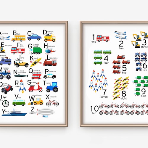 Transportation Alphabet Poster Vehicle Wall Art Construction - Etsy