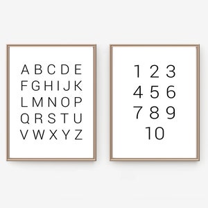 ABC 123 Printable, Set of 2 Alphabet and Numbers Print, Minimalist ABC ...