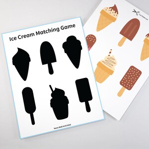 Educational Activity Ice Cream Matching Worksheet Homeschool - Etsy