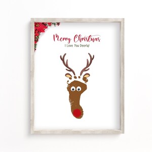 Reindeer Footprint Craft Printable DIY Christmas Art - Etsy