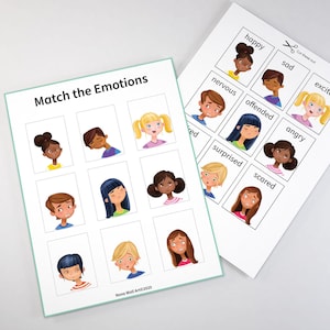Busy Book Printable, Emotions Matching Game, Educational Worksheet ...