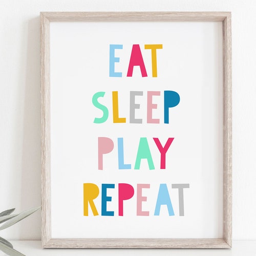 Eat Sleep Play Repeat Printable Nursery Wall Art Quote Poster - Etsy