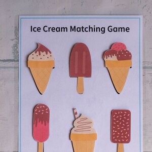Educational Activity Ice Cream Matching Worksheet Homeschool - Etsy