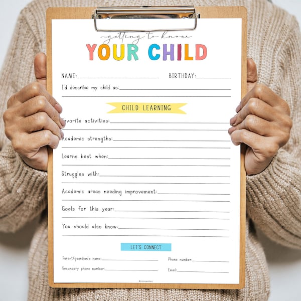 Child Questionnaire - Etsy