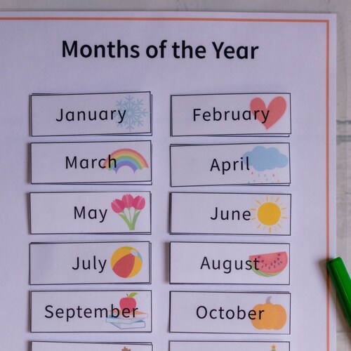 Months of the Year Busy Book Printable - Etsy