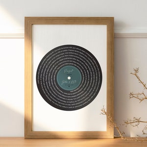 Personalized Song Lyrics Vinyl Record Art, Custom Anniversary Gift ...