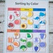 Sorting by Color, Busy Book Printable, Preschool Activity, Homeschool ...