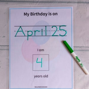 Educational Activity, Birthday Worksheet, Homeschool Printable, Busy ...
