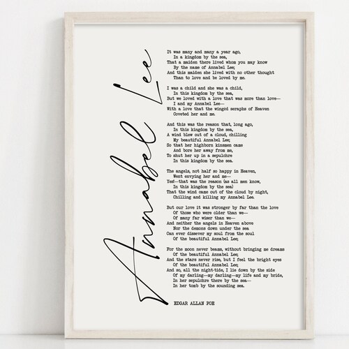 Annabel Lee Poem Wall Art Print Edgar Allan Poe Poetry Poster - Etsy