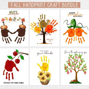 Fall Handprint Craft Bundle Printable DIY Autumn Art Memory - Etsy