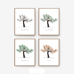 Four Seasons Wall Art, Winter Spring Summer Fall Autumn Minimalist ...