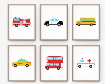 Transportation Wall Art Set of 9 Vehicle Printable for Boys | Etsy