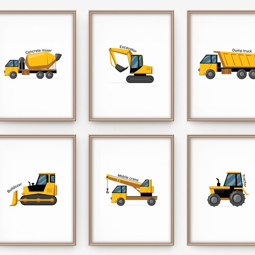Transportation Wall Art Set of 9 Vehicle Printable for Boys | Etsy
