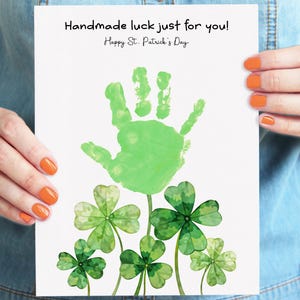 Handprint St. Patrick’s Day Printable | Lucky Clover DIY Craft (digital ...
