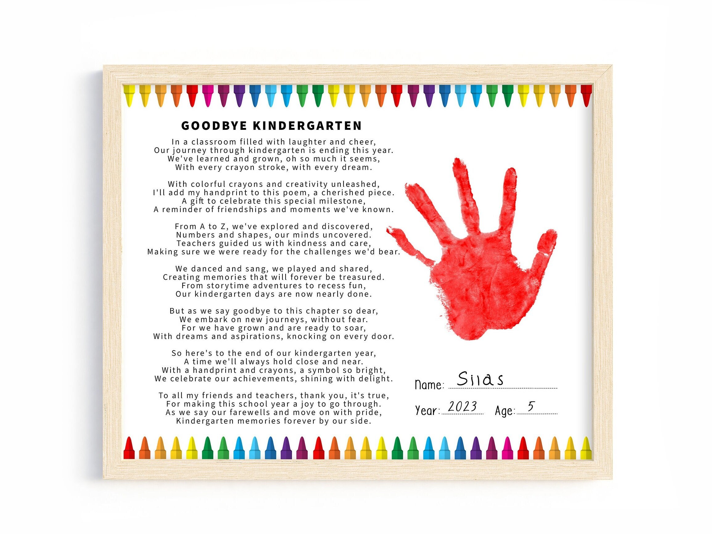 Kindergarten Goodbye Poem