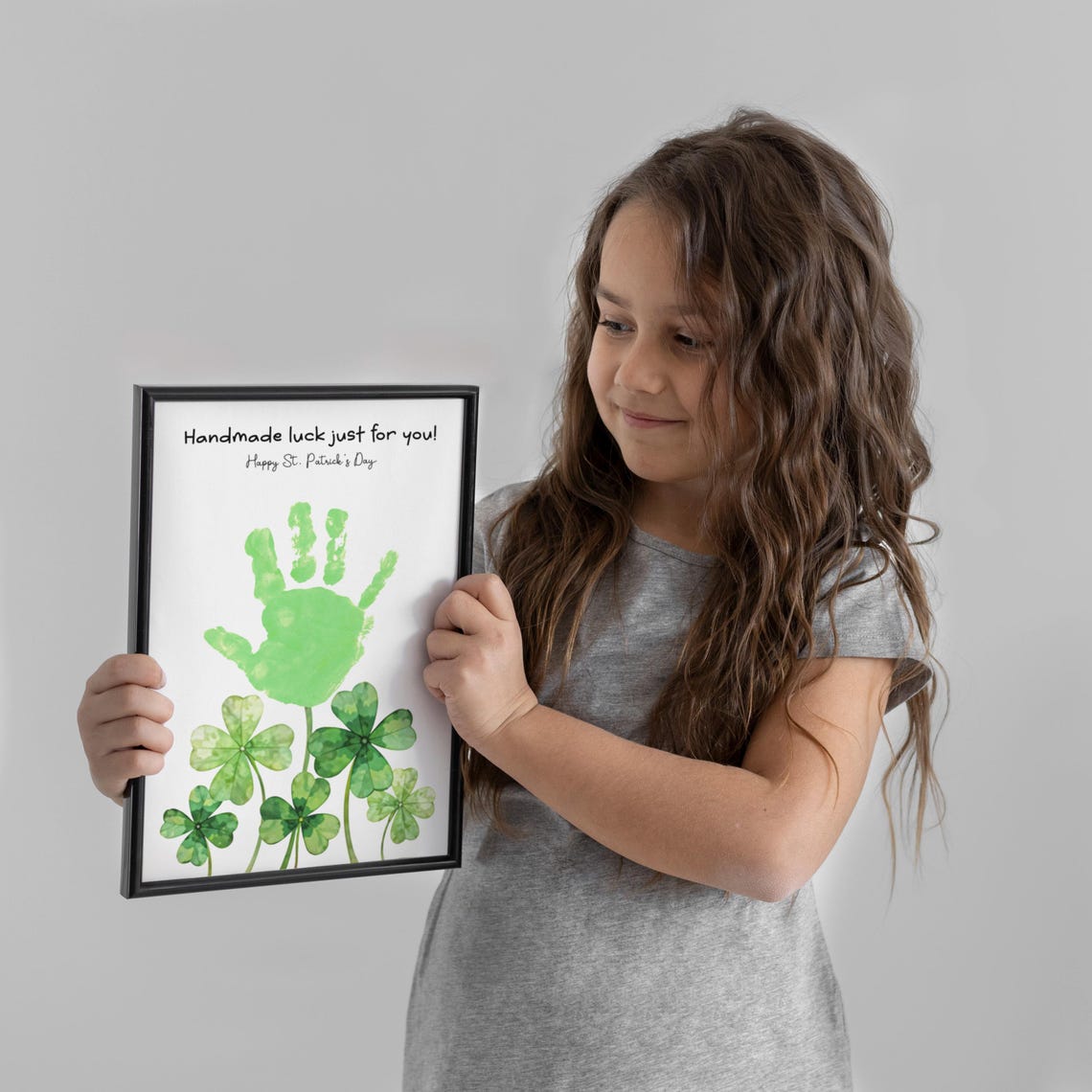 Handprint St. Patrick’s Day Printable | Lucky Clover DIY Craft (digital ...