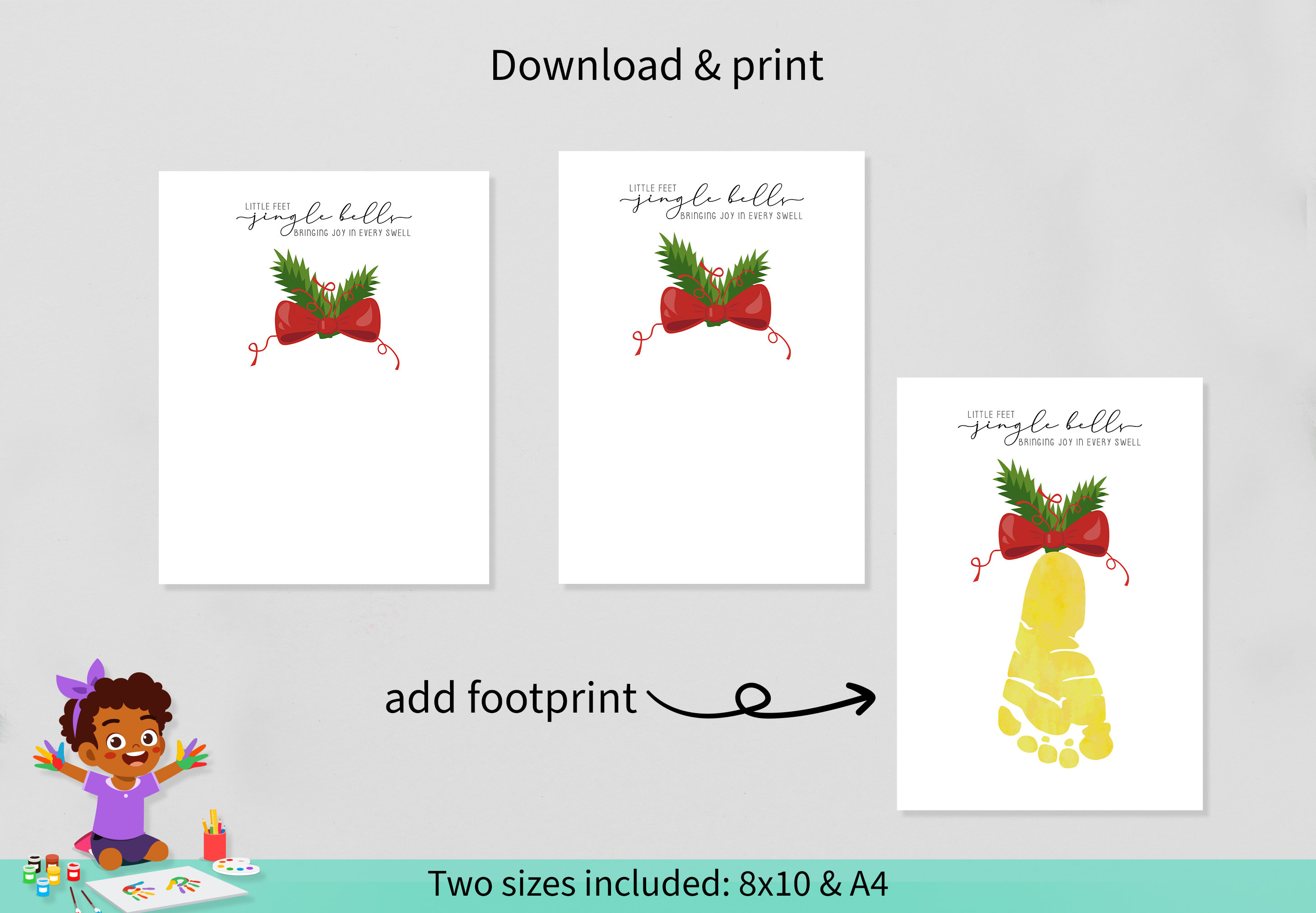 Jingle Bell Christmas Footprint Craft, DIY Holiday Art, Printable ...